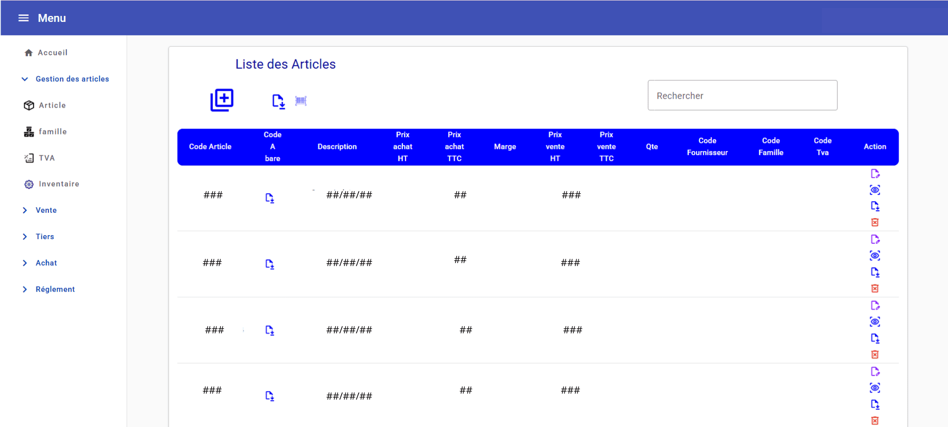Gestion de stock ERP MCS | Module de gestion des articles